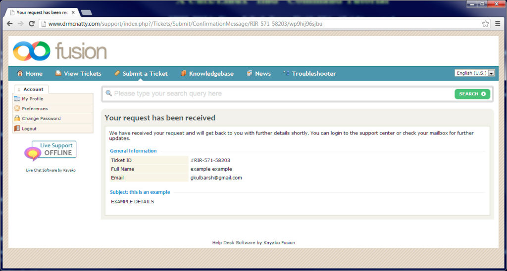 Creating and Submitting a Support Ticket - DRMcNatty & Associates